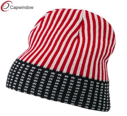 Red USA Stars and Stripes Ski Winter Hats Acrylic Warm Kitted For Unisex