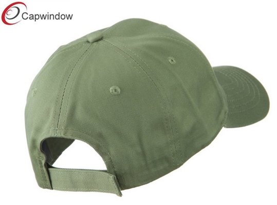 Velcrorized Closure Cotton Baseball Caps , Olive Baseball Bat and Ball Embroidery Cap