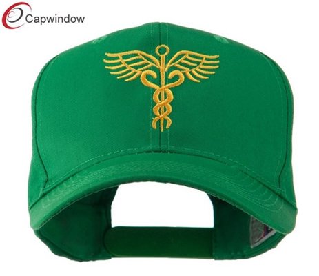 Cotton Polyester Fitted Baseball Hats , Medical Caduceus Embroidered Cap