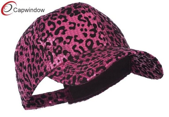 Polyester Hip Hop Baseball Caps Fuchsia Animal Leopard Print Sequin