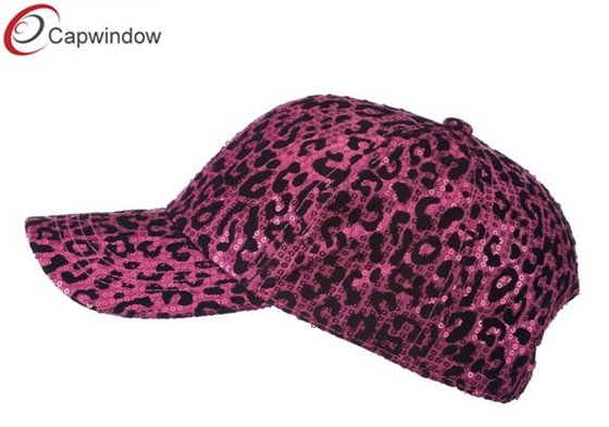 Polyester Hip Hop Baseball Caps Fuchsia Animal Leopard Print Sequin