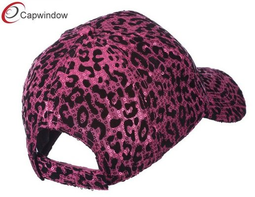 Polyester Hip Hop Baseball Caps Fuchsia Animal Leopard Print Sequin