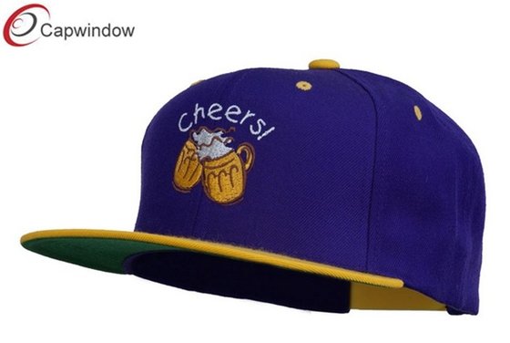 Embroidered Snapback Baseball Caps Purple Gold Cheers with Beer Mugs