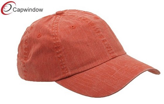 Orange Pigment Dyed Twill Washed Cotton Baseball Caps with Nickel Buckle Closure