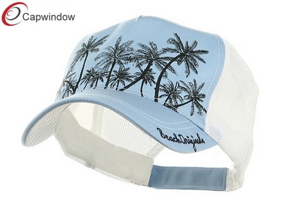 Light  Blue Plaid Straw Trucker Mesh Hats Unconstructed with Cotton and Polyester