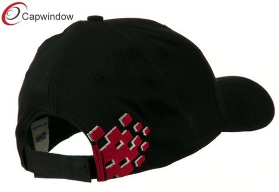 Unisex Embroidered Baseball Caps , Black Brushed Racing Baseball Cap