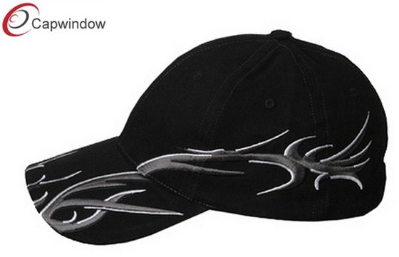 Black Brushed Deluxe Embroidered Baseball Caps with Velcro Closure