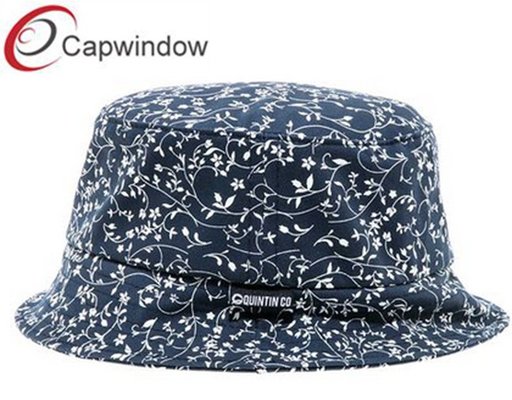 Female Scale Cotton Fisherman Bucket Hat with Flower Graphic Printing
