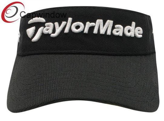 Black Embroidered  Hand Wash Tennis Sun Visors with Elastic Strap Closure