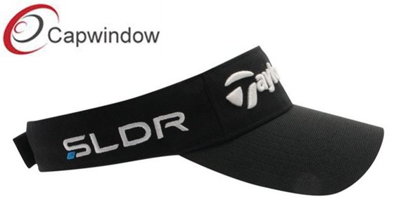Black Embroidered  Hand Wash Tennis Sun Visors with Elastic Strap Closure
