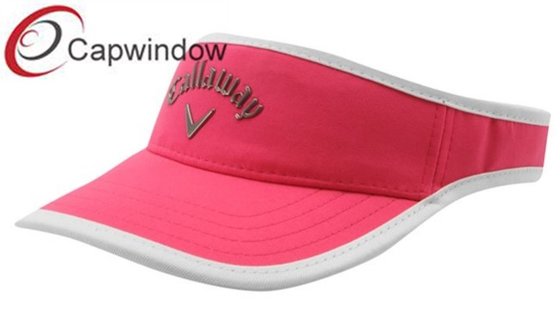 Polyester  Tennis Sun Visors with Velcro  Strap Closure and Contrasting Trim for Ladies