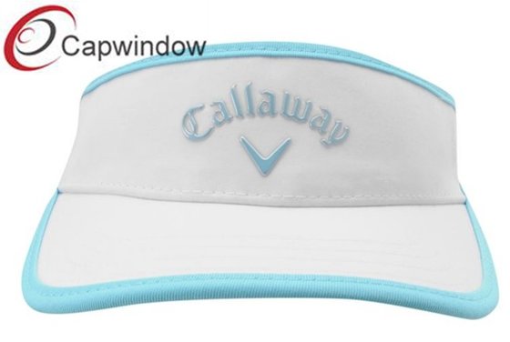 Polyester  Tennis Sun Visors with Velcro  Strap Closure and Contrasting Trim for Ladies