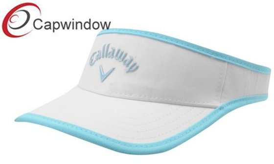 Polyester  Tennis Sun Visors with Velcro  Strap Closure and Contrasting Trim for Ladies