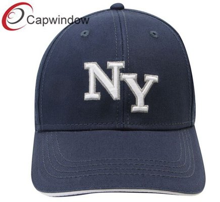 Adult Heavy Brushed Cotton Baseball Caps White NY 3D Embroidery Sandwich Layer
