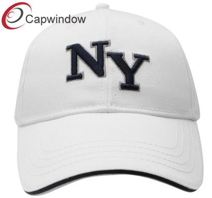 Adult Heavy Brushed Cotton Baseball Caps White NY 3D Embroidery Sandwich Layer