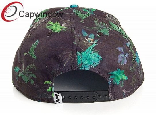 Black Polyester Custom Strapback with Jungle Printing Pattern/Sports Snapback Hat
