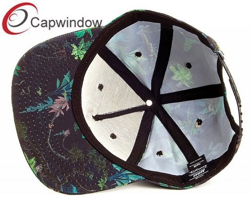 Black Polyester Custom Strapback with Jungle Printing Pattern/Sports Snapback Hat