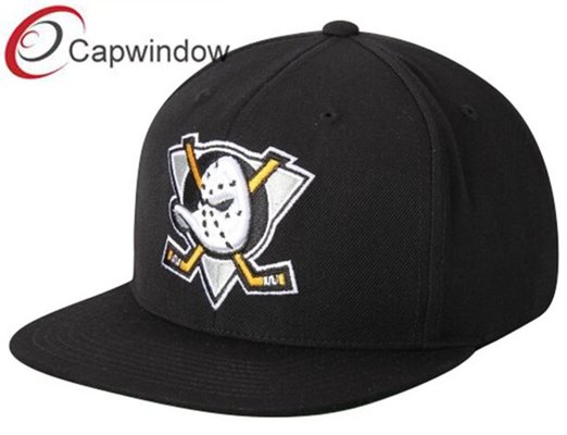Black Anaheim Ducks Wool Flat Brim Baseball Hats for Adults