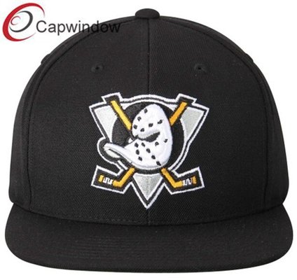 Black Anaheim Ducks Wool Flat Brim Baseball Hats for Adults