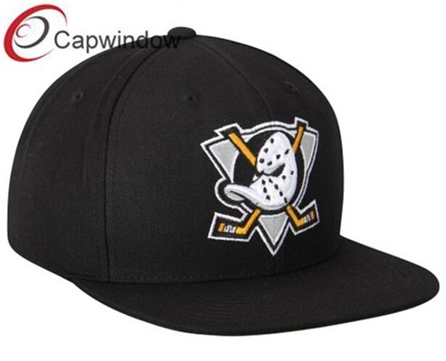 Black Anaheim Ducks Wool Flat Brim Baseball Hats for Adults