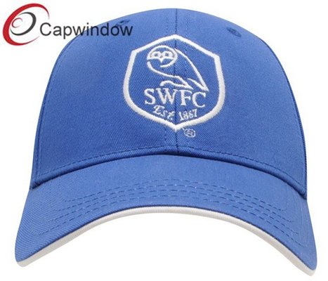 Blue Heavy Brushed Team Cotton Baseball Caps Golf Cap With Velcro Closure