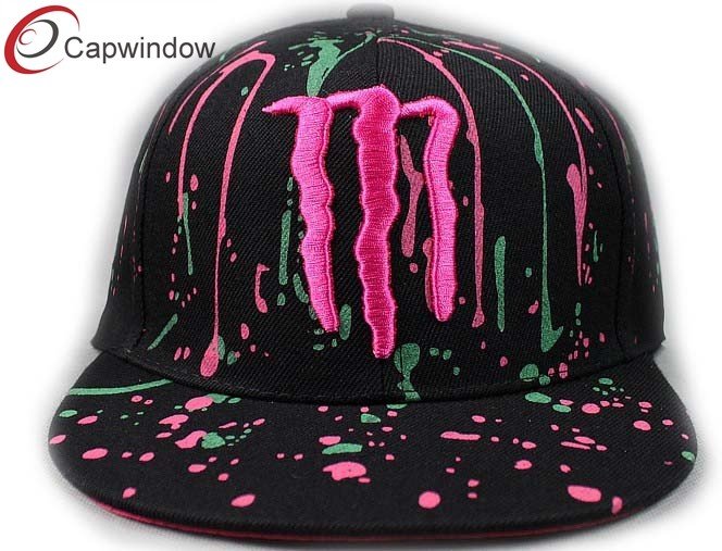 Colored Flat Custom Embroidered Baseball Cap With Raindrop Printing