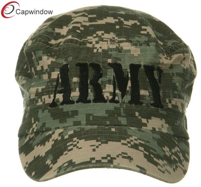 Army Flat US Army Digital ACU Washed Cotton Military Baseball Hats with Curved Bill and Buckle Closure