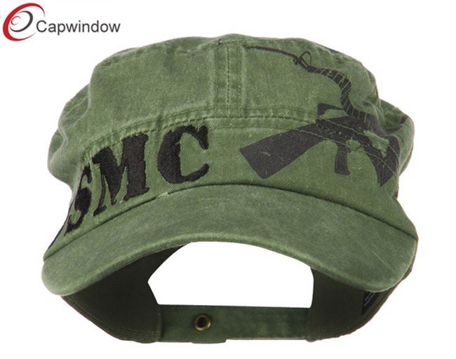 Green Jeep Style Flat Top Military Baseball Hats with Pure Cotton / Adjustable Buckle Strap Closure