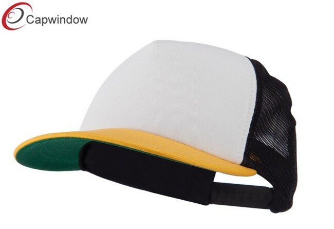 Yellow Tri Vintage Trucker Mesh Hats Cotton / Polyester / Plastic Adjustable Closure