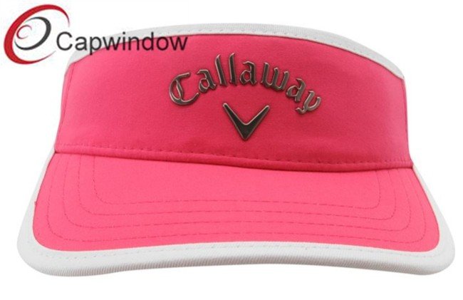 Polyester  Tennis Sun Visors with Velcro  Strap Closure and Contrasting Trim for Ladies