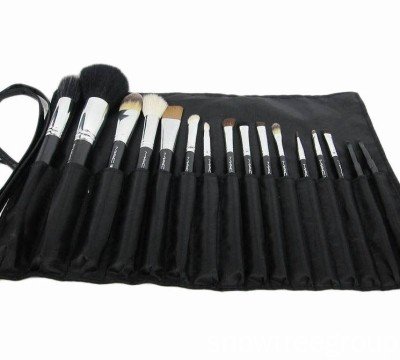 newly hot sale 16pcs make up brush cosmetics make up brush black color with a role case