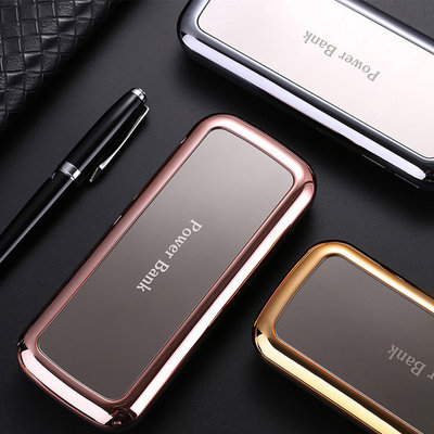 LED light Gold Mirror 10000mAh 18650 Battery Power Bank Portable Mirror Phone Charger supplier