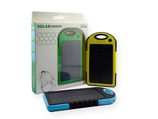 ABS and Silicon 5000mAh Polymer Battery Outdoors Waterproof Solar Power Bank DC5V 2.1A supplier