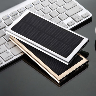 Super Slim Allumium 10000mAh  Solar Power Charging Waterproof Solar Power Bank with Flash light supplier