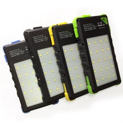 Outdoors 8000mAh Dual USB Waterproof Solar Power Bank with Camping light and Counterfeit Detector supplier