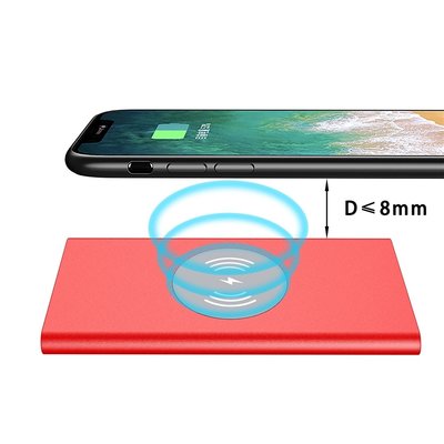 Aluminum 5000mAh Polymer Battery QI Wireless Charging Power Bank Gold/Red/grey supplier