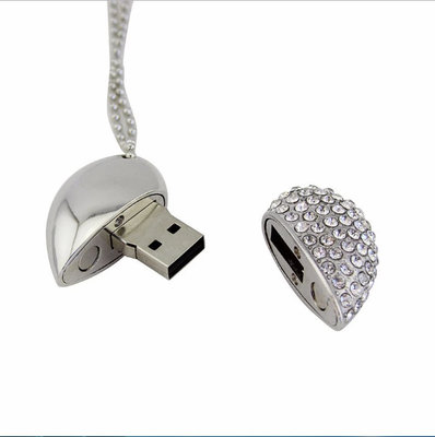 Customized Design Aluminium Diamond Heart Shape Jewelry USB flash drive 2Gb 2.0 USB memory Stick supplier