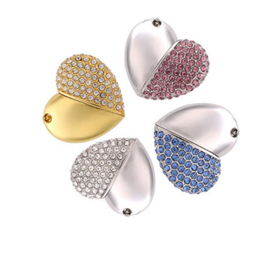 Customized Design Aluminium Diamond Heart Shape Jewelry USB flash drive 2Gb 2.0 USB memory Stick supplier