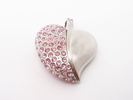 Promotional Gift Aluminium Diamond Heart Shape Jewelry 2.0 USB flash drive 4Gb supplier