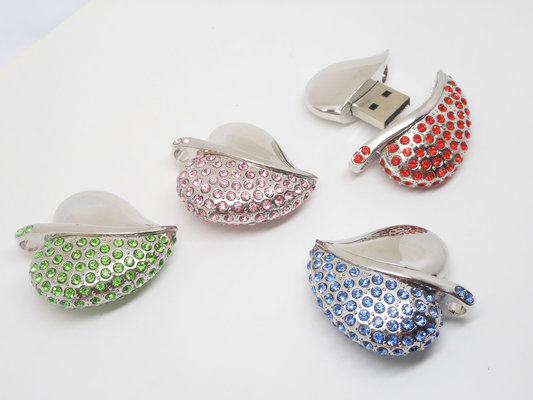 Promotional Gift Aluminium Diamond Heart Shape Jewelry 2.0 USB flash drive 4Gb supplier