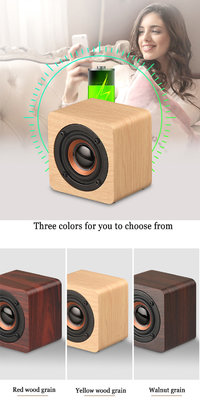 Mini Squre Wood Portable Bluetooth speaker 3W 1200mAh for Cellphone supplier