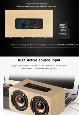 Powerful Wood Wireless Bluetooth speaker1500mAh With TF Card/Voice Prompt supplier