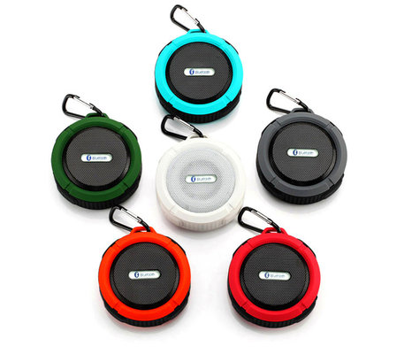 Mini Round Waterproof Portable Bluetooth speaker with Carabiner/FM Radio/TF card for Outddors Sports supplier