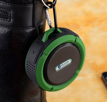 Mini Round Waterproof Portable Bluetooth speaker with Carabiner/FM Radio/TF card for Outddors Sports supplier