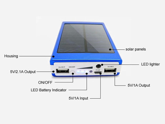 ABS Polymer Lithium Battery Waterproof Soloar Power Bank 12000mAh Solar portable Charger with LED flashlight supplier