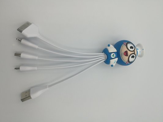 Customized PVC Cartoon 1 to 4 USB Cable for Iphone/Android/Type C Mobile Phone supplier