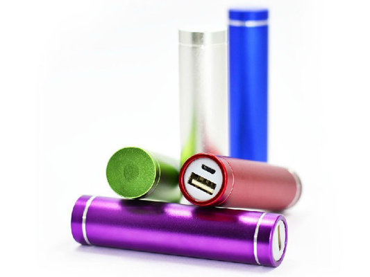 2600mAh Aluminum Lipstick Power Bank Cylinder Portable Charger 18650 Battery supplier