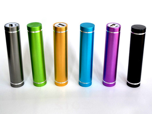 2600mAh Aluminum Lipstick Power Bank Cylinder Portable Charger 18650 Battery supplier