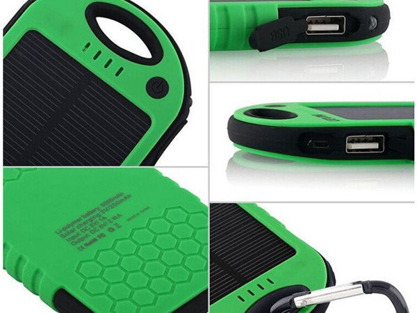 ABS and Silicon 5000mAh Polymer Battery Outdoors Waterproof Solar Power Bank DC5V 2.1A supplier