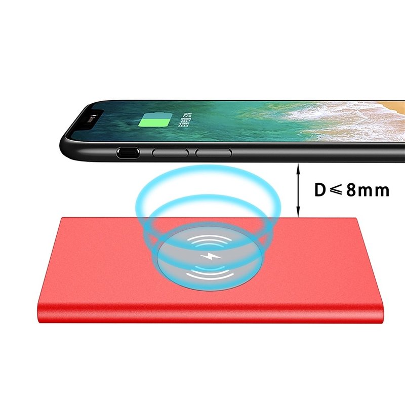 Aluminum 5000mAh Polymer Battery QI Wireless Charging Power Bank Gold/Red/grey supplier